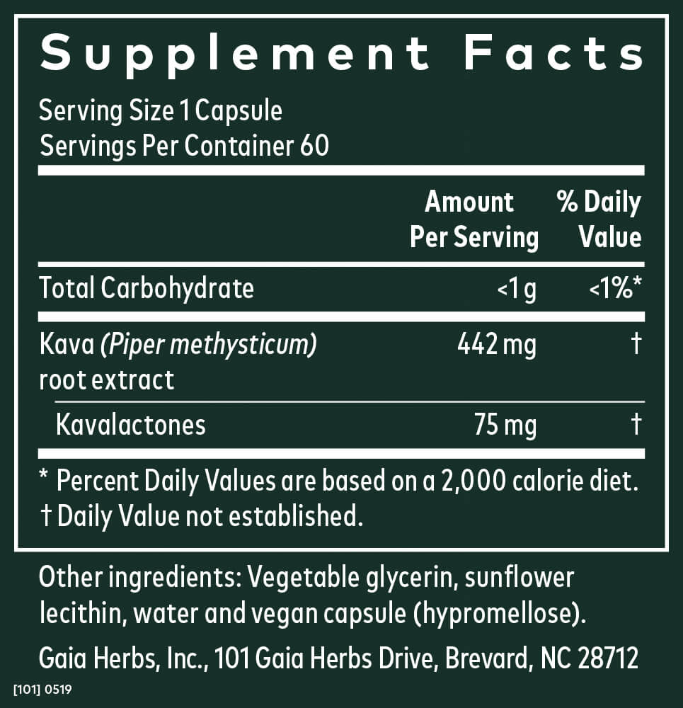 Kava Capsules, Kava Root Pills - Vegan Capsules | Gaia Herbs