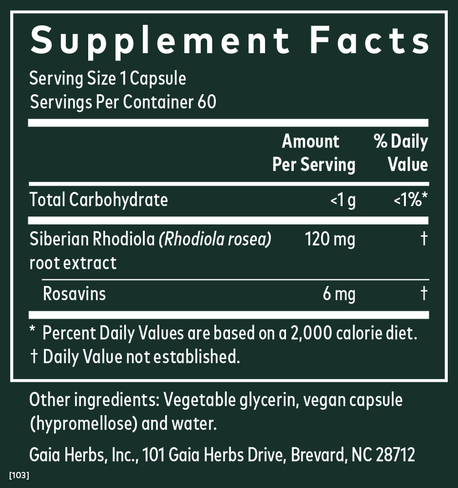 Rhodiola Rosea Supplement - Stamina & Stress Support