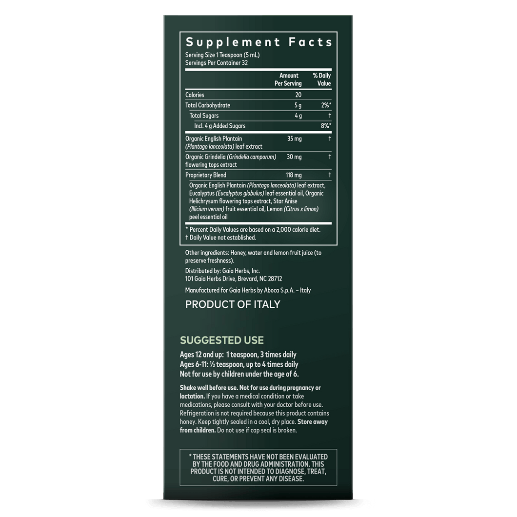 Bronchial Wellness Syrup for Immune Support – Purity-Tested: Gaia Herbs®