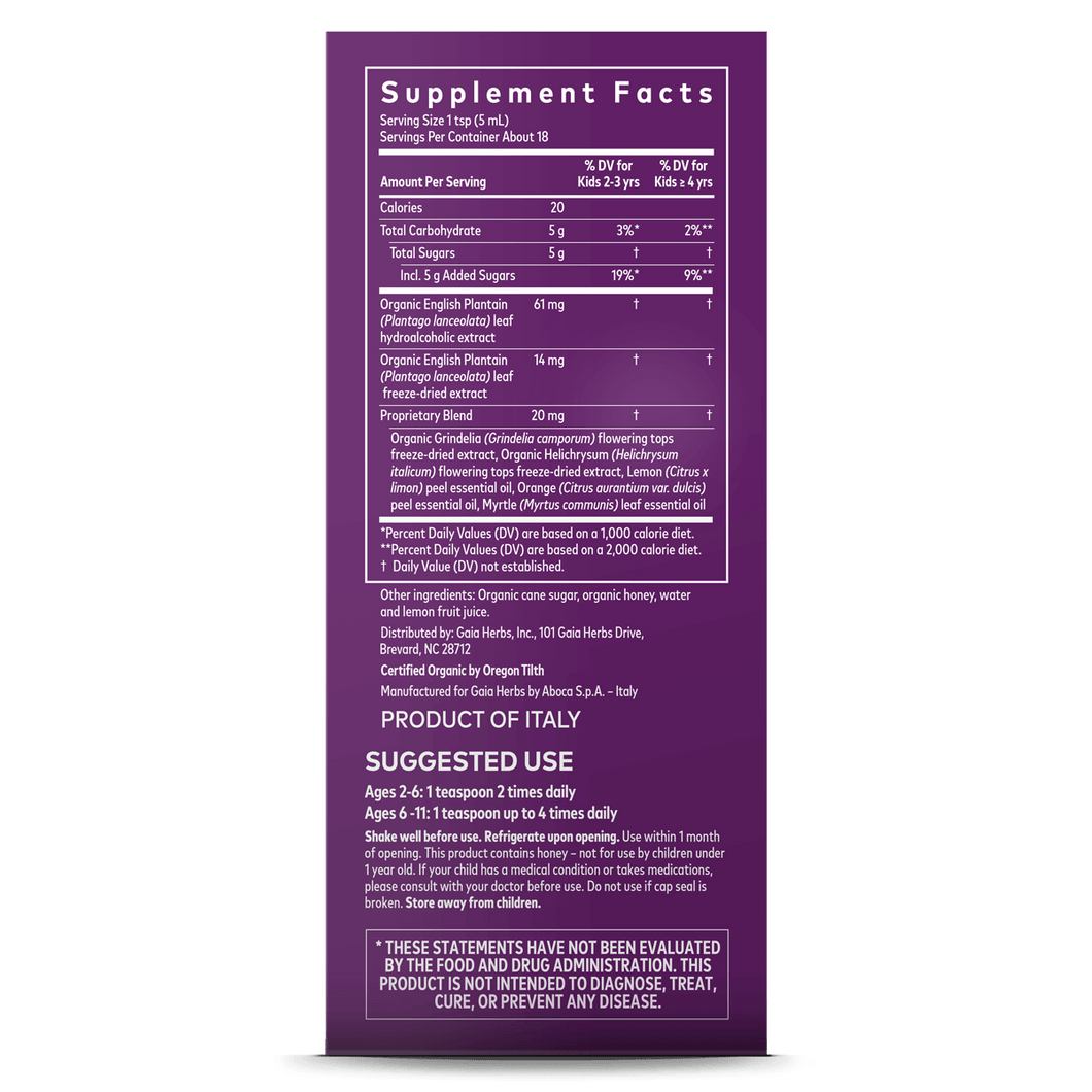 Organic Bronchial Syrup for Kids - Immune Support Syrup: Gaia Herbs®